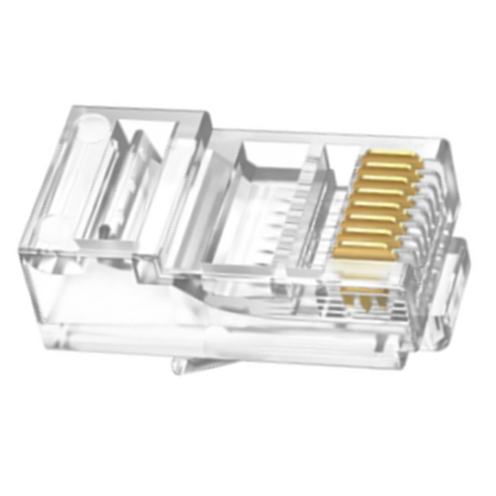 100pcs Network CAT6 RJ45 Pass Through Connectors 8P8C Crystal End Gold ...