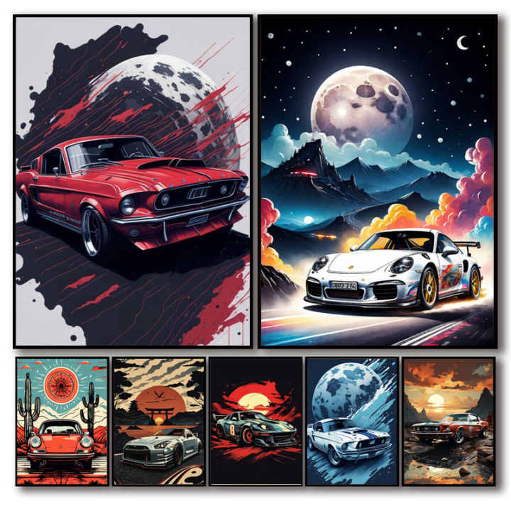 A4 Sized Poster Car Racing JDM Wall Posters PVC Framed Wall Decors ...