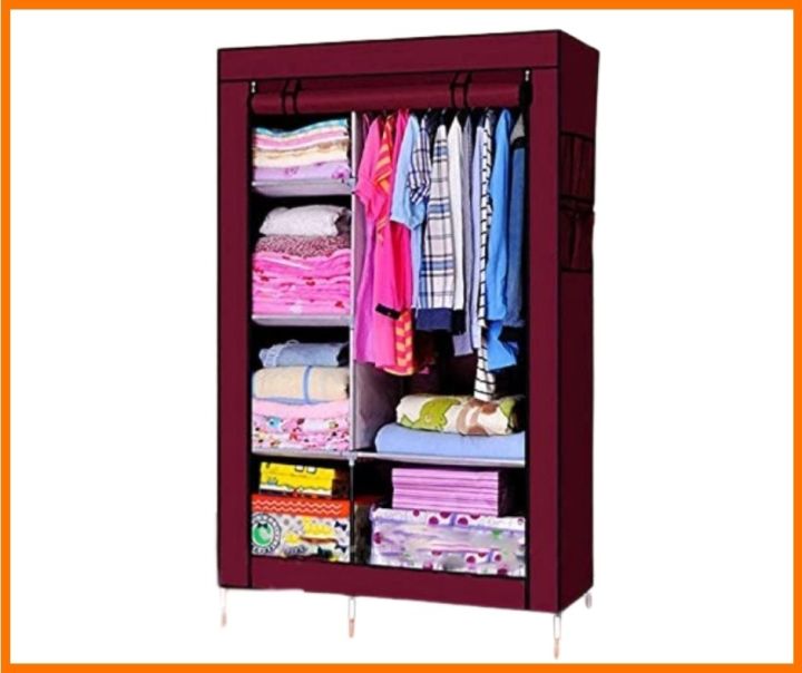 2 Door Storage Wardrobe Foldable and Movable Cloth/Fabric Wardrobe with ...