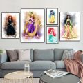 Princess Watercolour Prints Disney Princess Poster Cartoon Wall Decor ...