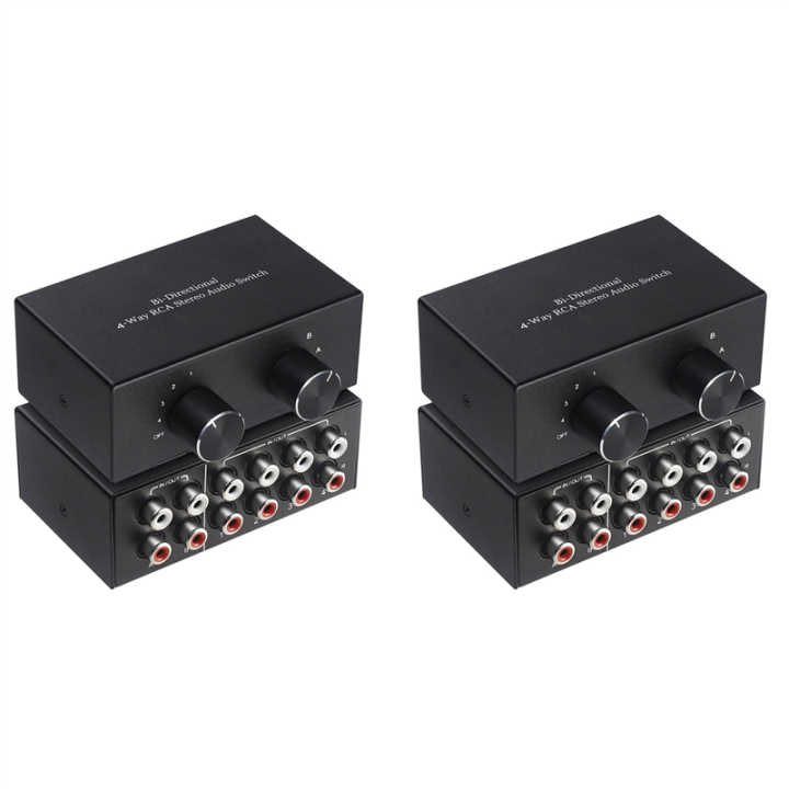 2X Bi-Directional 4-Way Stereo Audio Switch L/R Sound Channel Audio ...