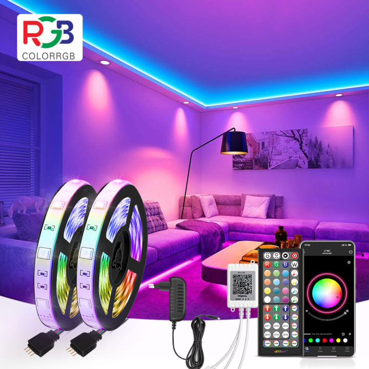 (EU Plug) LED Strip Light RGB 5050 Music Sync Color Changing Sensitive ...