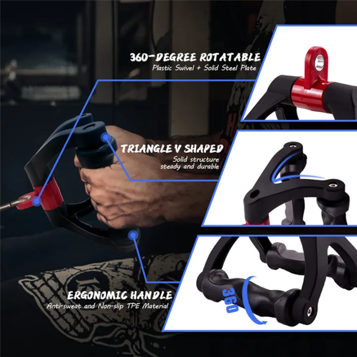 360° Rotating V-Handle Ergonomics V-Shaped Bar Biceps Triceps Back ...