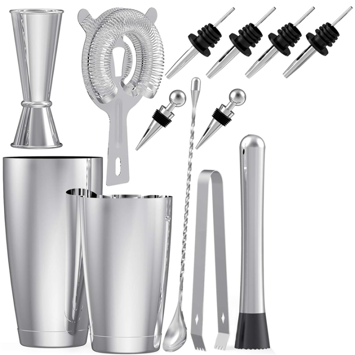2 set Stainless Steel Boston Cocktail Shaker Bar Set Tools with 28Oz ...