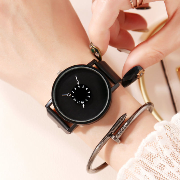 Simple Dial Quartz Watches Ins Fashion White & Black Couple Watches ...