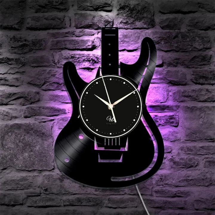 12 Inch European Socket Retro Vinyl Record Wall Clock with RGB LED ...