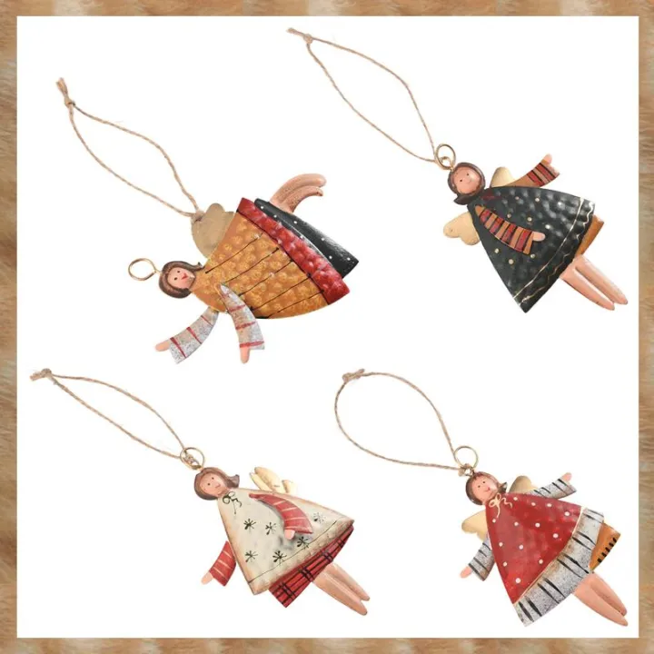 Kqueebee 4 PCS Christmas Metal Dancing Angel Pendants Xmas Tree Doll ...