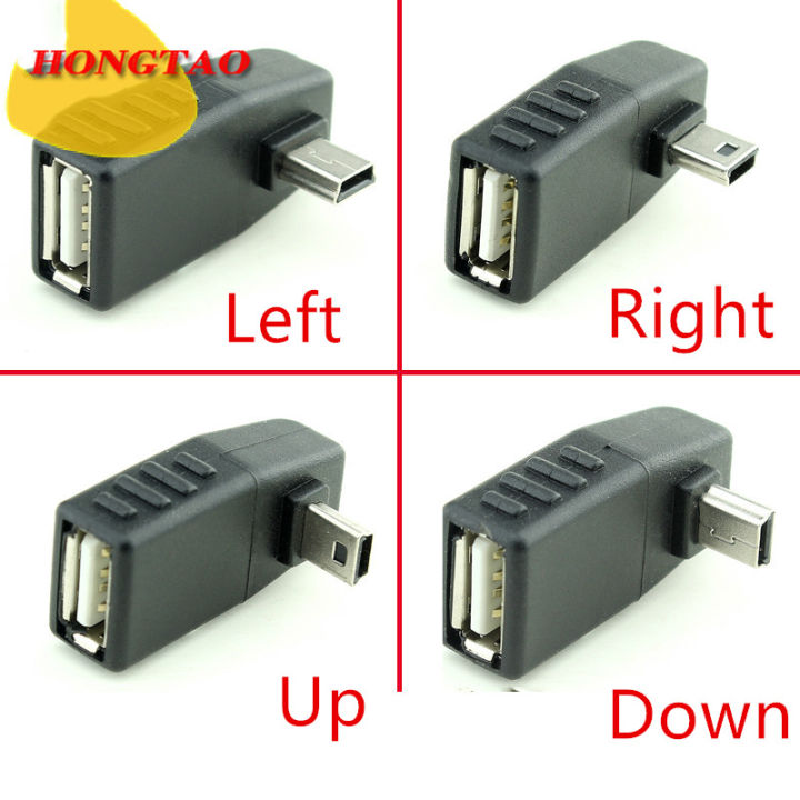 USB Female to Mini USB Male 90 Degree Down right Angle Left Angle UP ...
