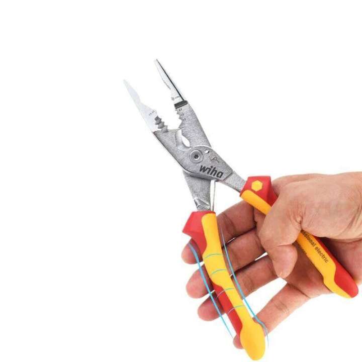 WIHA 8 in 1 Insulated Pliers 1000V VDE Snip Nose Wire Stripping Plier ...