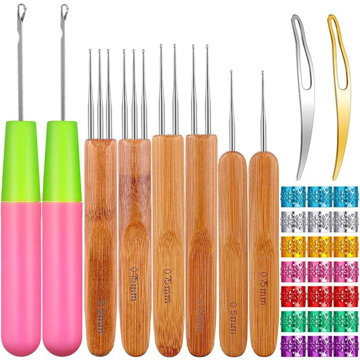 31Pc Braids Crochet Needle Locking Tool Set,with Dreadlocks Hair Ring ...