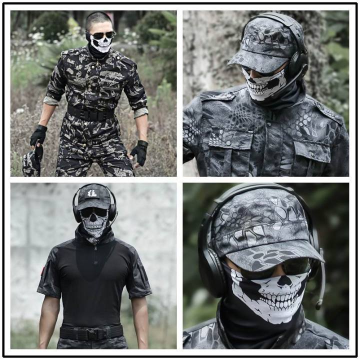 Gentlemange Bicycle Ski Skull Half Face Mask Ghost Scarf Multi Use ...