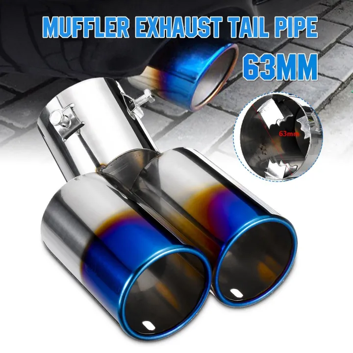 Universal Motors Double Outlet Burnt Blue Stainless Steel Car Muffler ...