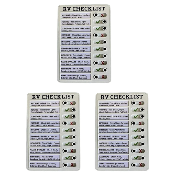 3X RV Memo Plastic Board, Detachable and Reusable Memo for Check Items ...