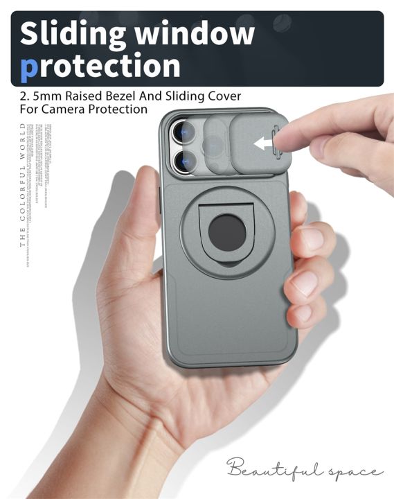 Slide Camera Protection Ring Holder Magnetic Case For iPhone 14 11 12 ...