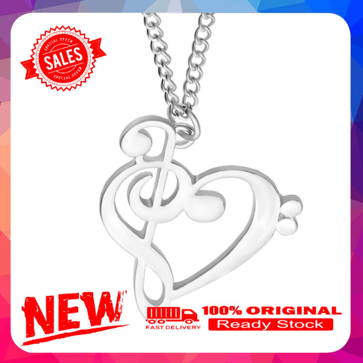 Women's Stylish Simple Hollow Musical Note Heart Pendant Chain Necklace ...