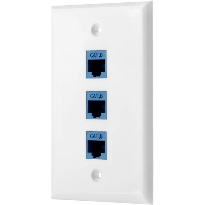 1Pack 3-Port Ethernet Wall Plate, RJ45 Wall Plate with RJ45 Keystone ...