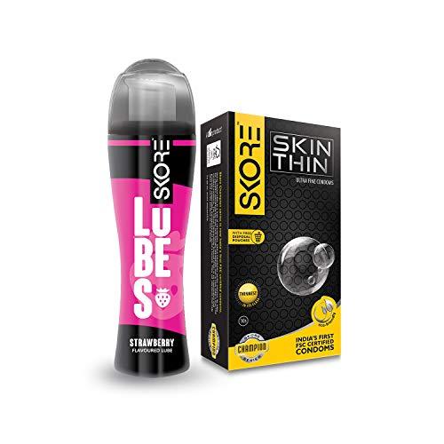 Skore Skin Thin Condoms 10s and Strawberry Lubes 50 ml (FROM INDIA)SAB ...