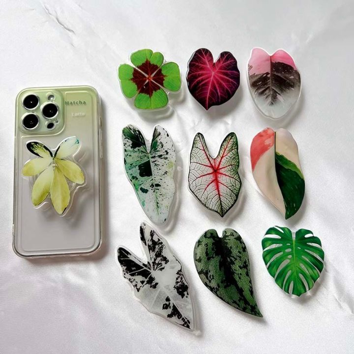 Socket Folding Grip Tok Pretty Leaf Acrylic Phone Holder For iPhone13 ...