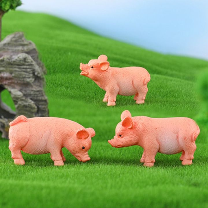 3pcs Piggy Ornaments Realistic Pig Statue Plastic Handmade Pig ...