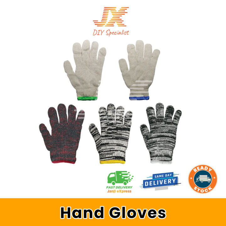 1200# KNITTED COTTON HAND GLOVE thick type/ Sarung tangan kain 1 pairs ...