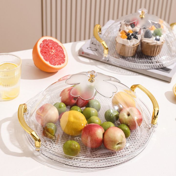 Serving Platters Transparent Cake Tray Plastic with Handle Cake Plate ...