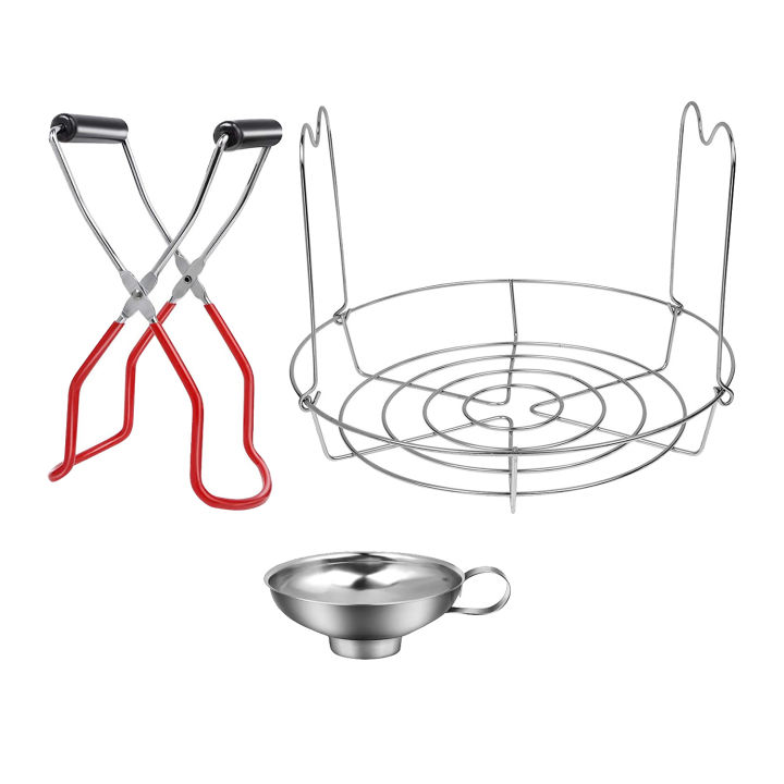 Canning Jar Lifter Kit, Stainless Steel Jam Funnel with Canning Rack ...
