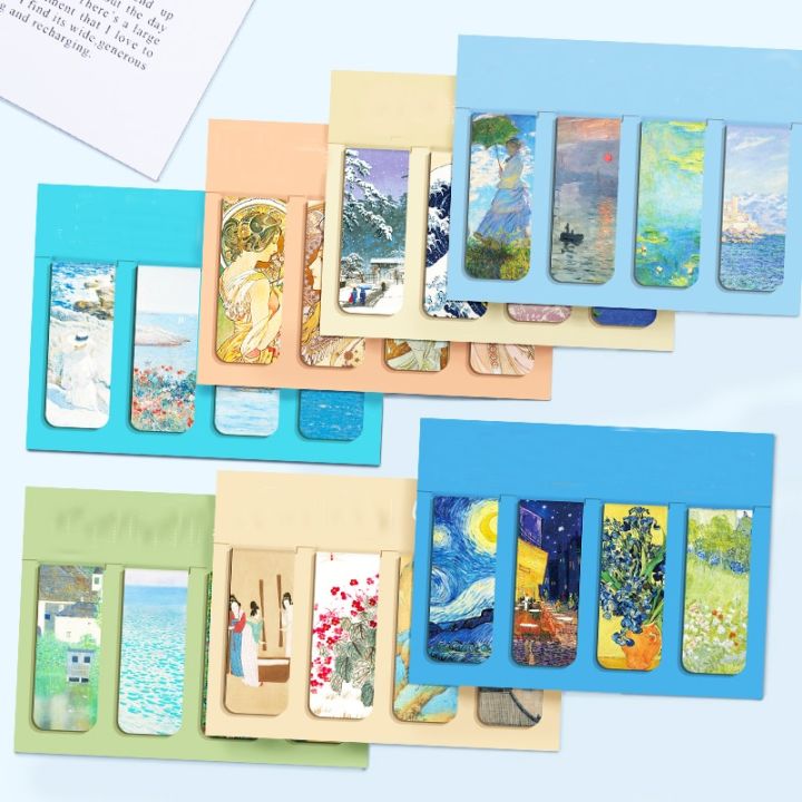 Magnetic Bookmark Set 4 Creative World Famous Paintings Monet Van Gogh ...