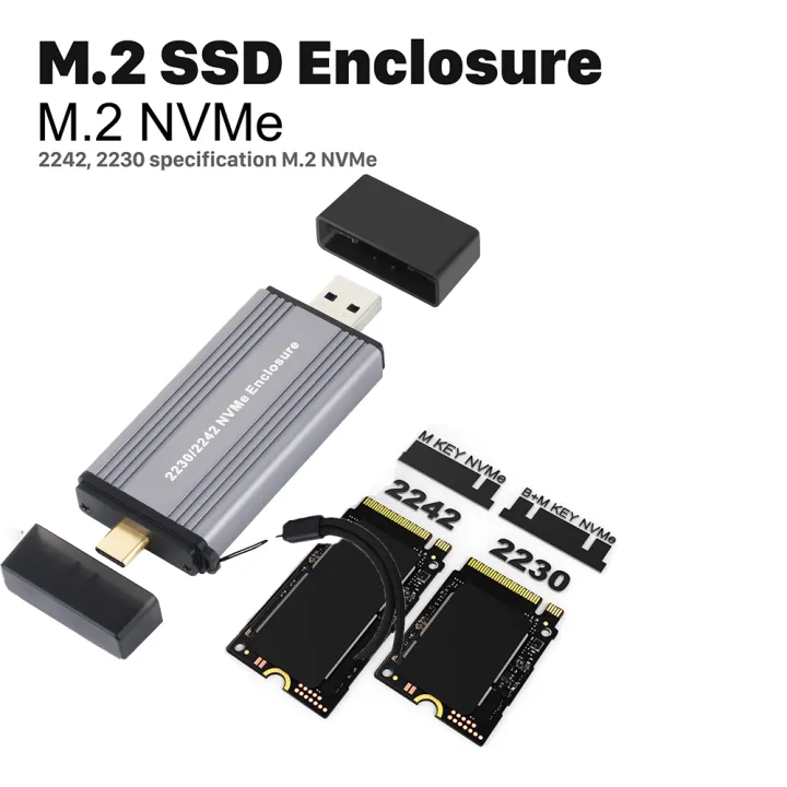 M2 SSD Case USB A USB C M.2 NVME 2230 2242 SSD Enclosure USB 3.2 10Gbps ...