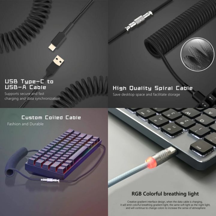 Mechanical Keyboard Coiled Cable Wire Type C Custom Usb Port Cable ...
