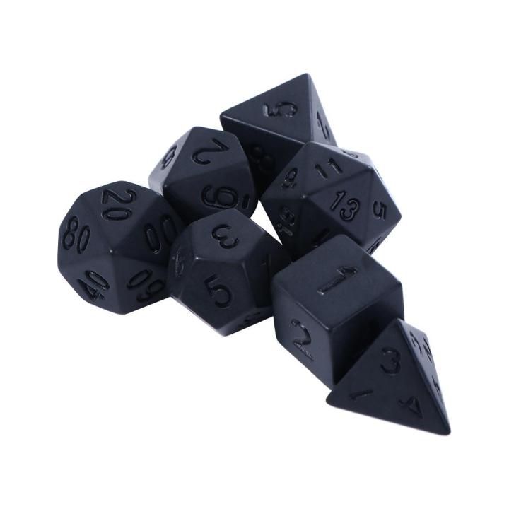 7pcs/set Black Rpg Dice Set Unprinted Polyhedron Cubes Dnd Board Game ...