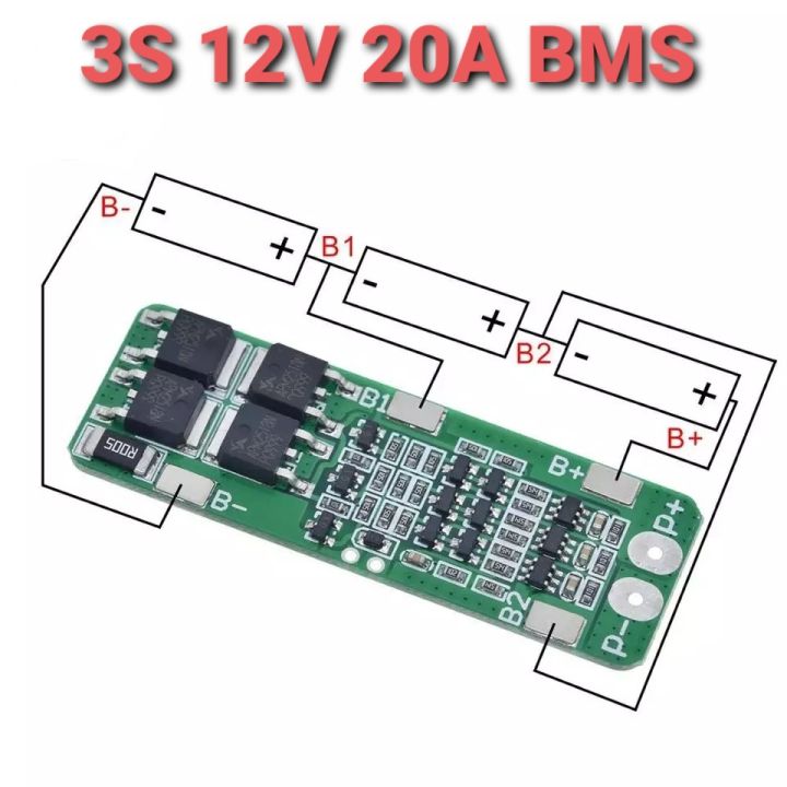 3S 20A Li-ion Lithium Battery 18650 Charger PCB BMS Protection Board 12.6V Cell 59x20x3.4mm ...