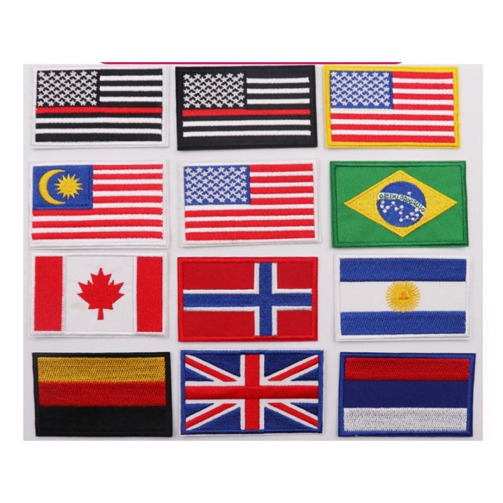 European Countries Flag Patch Badges Hook Loop Russia France Germany ...
