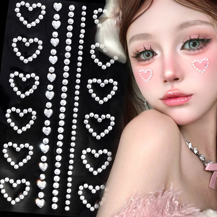 1/3Pcs Acrylic Star Style Sticker Pearl Face Sticker Shining Face Model ...
