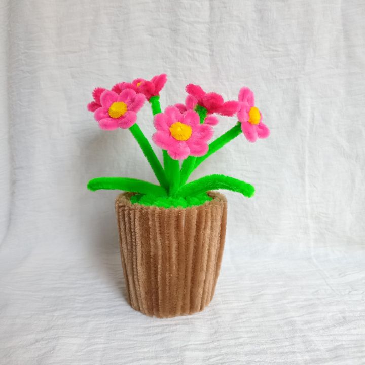 100% Handcrafted Mini Daisy Floral Pipe Cleaner Vase. Gift item, DIY ...