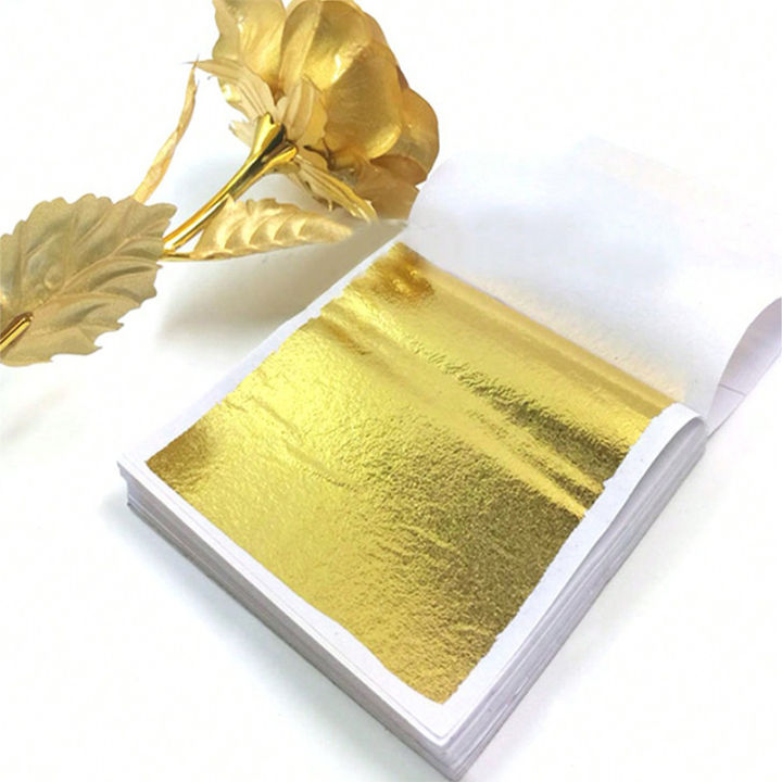 100 Sheets Imitation Gold Silver Foil Paper Leaf Gilding DIY Art Craft ...