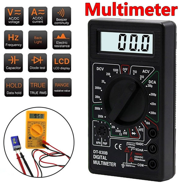 Digital Multimeter Mini Handheld Voltmeter Ammeter Ohm Tester Voltage ...