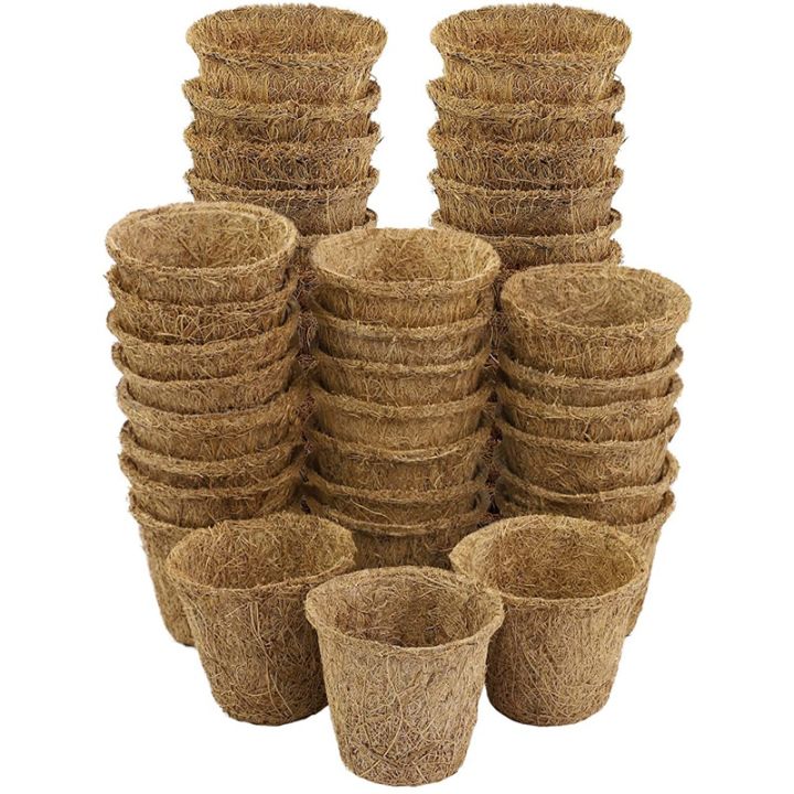 48 Pack Coir Pots Biodegradable Plant Labels Mini Pots for Flower and ...
