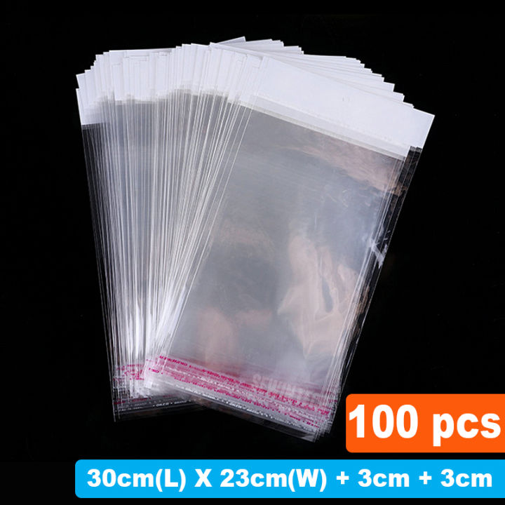 100pcs Transparent Self Adhesive Seal Plastic Storage Bag OPP Poly Pack ...