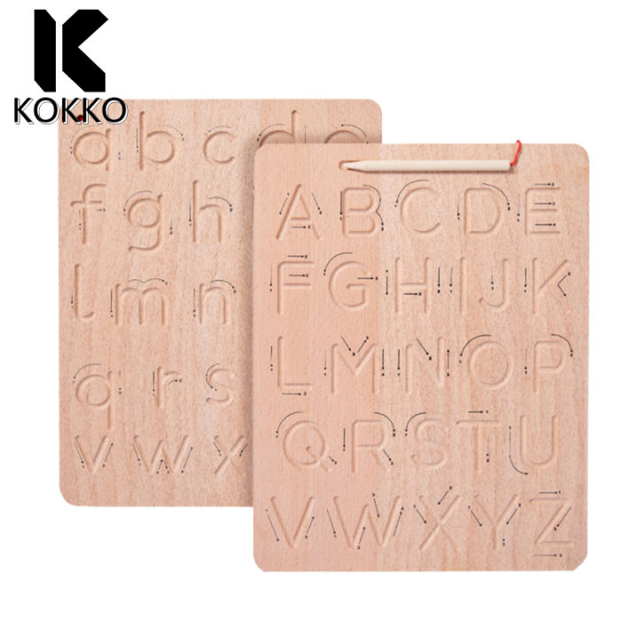 KOKKO Number Letter Tracing Board Double Sided Wood Handwriting ...