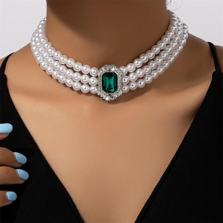 Banquet Jewelry Gift Gift For Women Triple Layered Pearl Choker Elegant ...