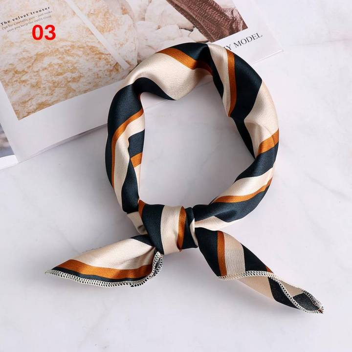 Vintage Silk Feel Satin Women Square Scarf Handkerchief Bandana | Daraz.lk