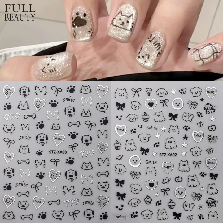 FULL BEAUTY New Imitation Hand-painted Puppy and Kitten Leopard Nail ...