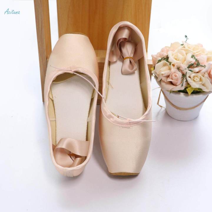 Professional Ballet Pointe Shoes Ladies Ballet Shoes with Ribbons ...