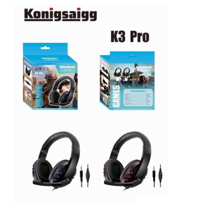 KONIGSAIGG K3 Pro Headset Over the Ear Stereo Surround Shock Proof Bass ...