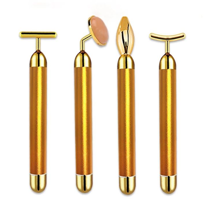 4 in 1 Weight Loss Face Massager Gold Vibrating Facial Rose Quartz ...