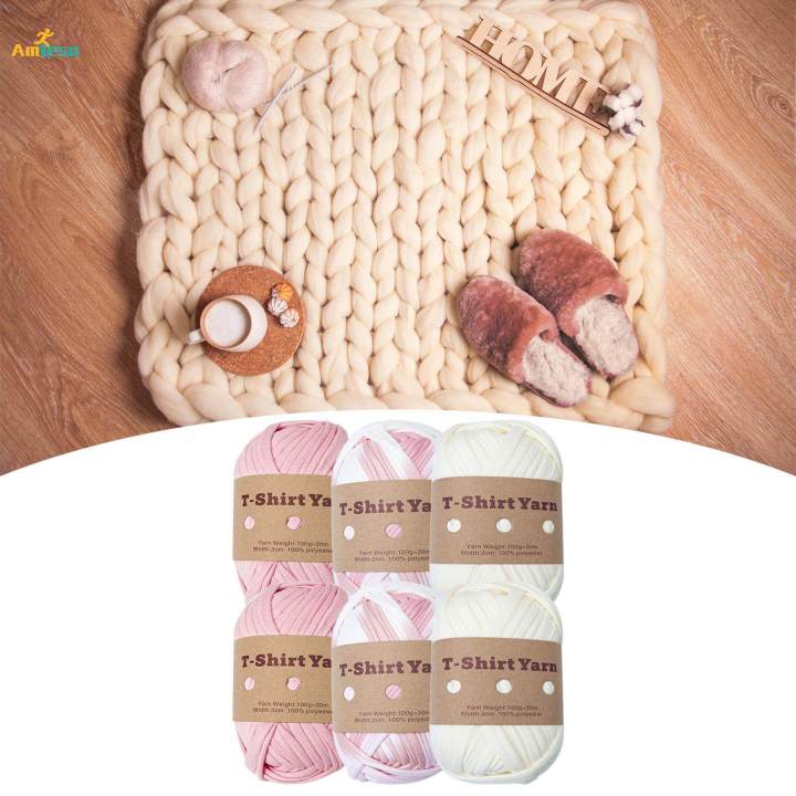 6x Knitting Yarn Fabric Cloth Spaghetti Yarn Polyester Hand Knit ...