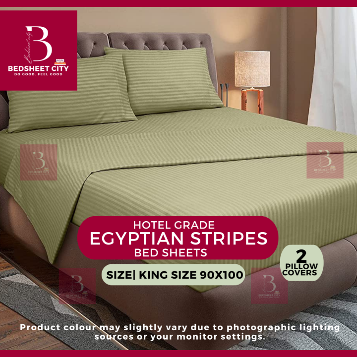 King IEgyptian Prestige Collection Striped Bed Sheet Set – 1800 Luxury ...