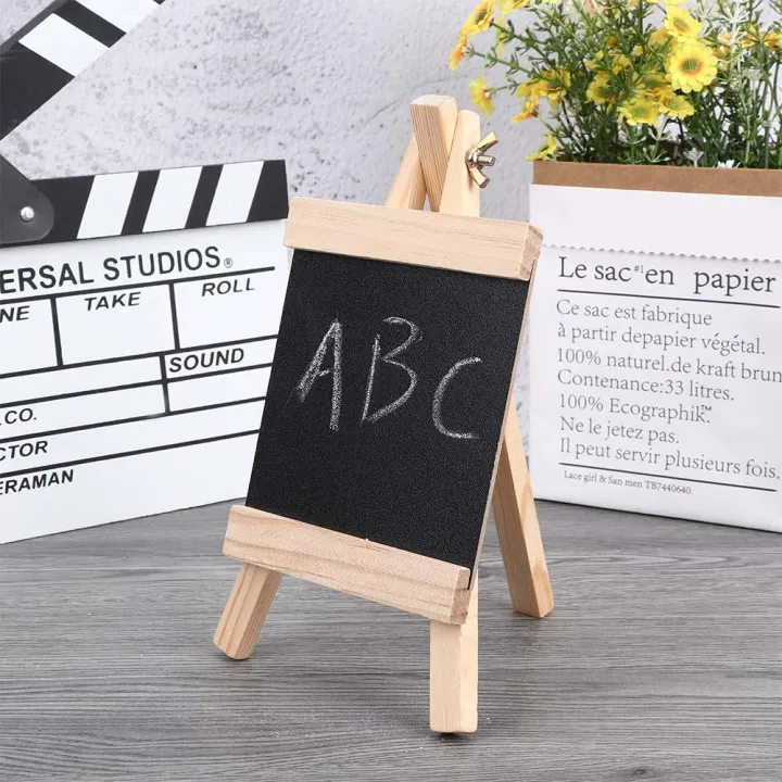 Mini Kids Collapsible Black Chalk Desktop Message Pine Wood Easel ...
