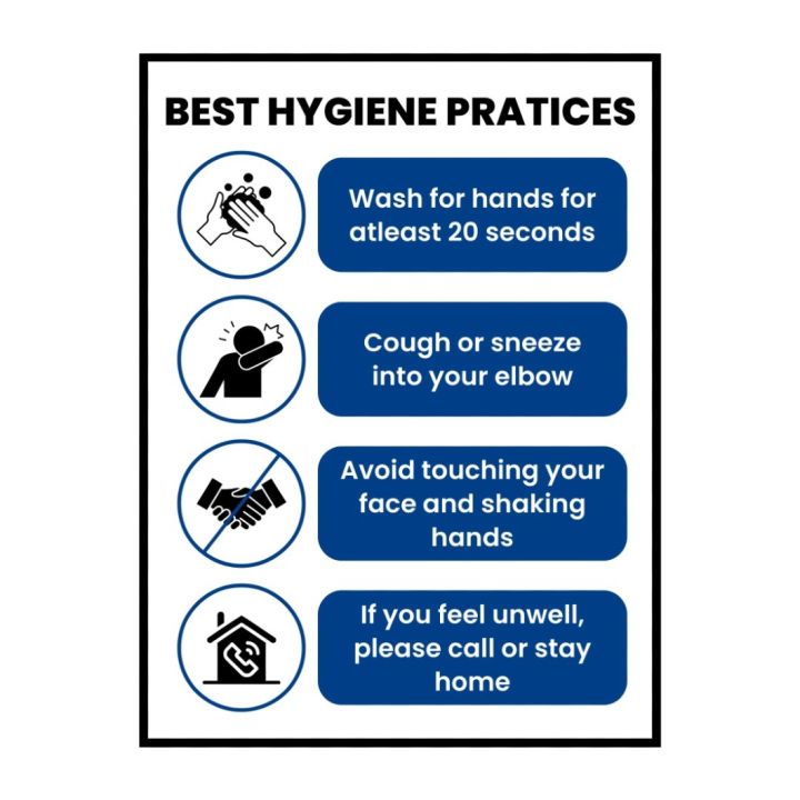 BEST HYGIENE PRACTICES - SIGNAGE BOARD - 15CM x 21CM | Daraz.lk