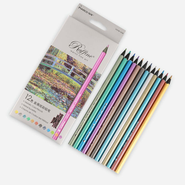 【The Quiet Page】Marco Raffine Fine Metallic Color Pencil Set ...
